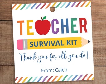 Teacher Survival Kit Printable Gift Tag Back to School Gift Ideas for ...