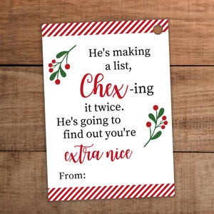 Christmas Chex Mix Gift Tag Holiday Treat Printable - Etsy