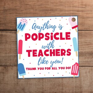 Teacher Appreciation Popsicle Icecream Pun Gift Tag Printable Anything ...