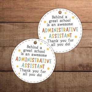 School Administrative Assistant Appreciation Gift Tag Printable School ...