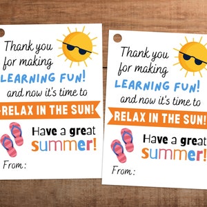 Teacher Appreciation Thank You Gift Tags Printable Have a Nice Summer ...