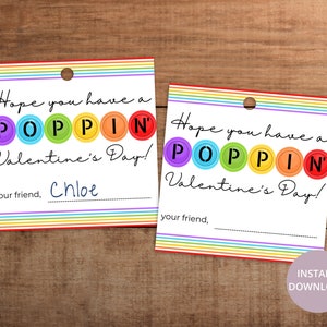 Pop It Valentines Day Gift Tags Printable, Have a Poppin Day Favor Tags ...