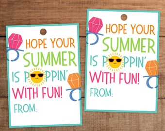 End of School Year Treat Tag Ring Pop Summer Break Student Teacher ...