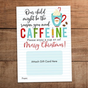Teacher Appreciation Christmas Gift Card Holder Printable for Coffee ...