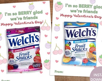 Valentine Day Fruit Snack Card Printable, Classroom Valentines Day ...
