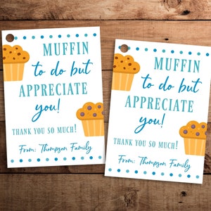 Muffin Gift Tag Printable for Teacher Nurse Staff Employee Team Member ...