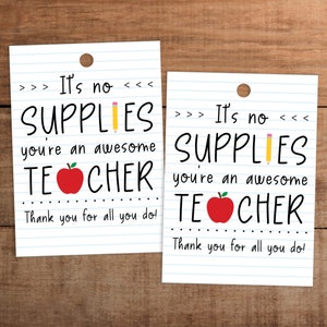 Teacher Appreciation Gift Tag Printable School Office Supplies Flair ...