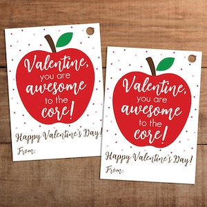Valentine's Gift Tag Printable Apple Fruit Applesauce Kids Teachers ...