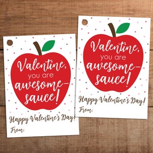 You Are Awesome Sauce Valentine's Gift Tag Printable Applesauce Kids ...