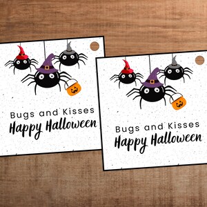 Bugs and Kisses Halloween Gift Tag Printable Party Favor Tag Digital ...