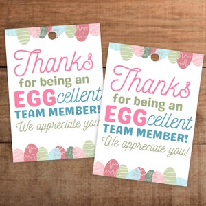 Thanks for Being an Eggcellent Team Member Easter Basket Gift Tag ...