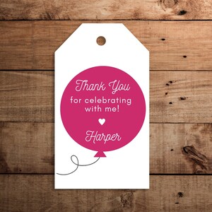 Editable Balloon Theme Birthday Party Favor Goody Bag Gift Tag ...