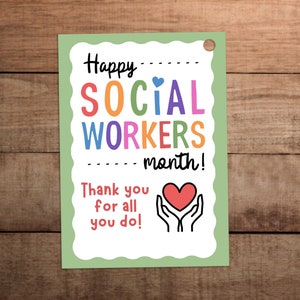 Social Worker Appreciation Month Thank You Gift Tag Printable - Etsy