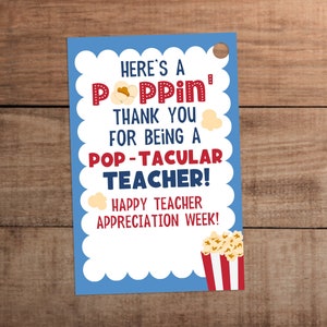 Popcorn Gift Tag Printable for Teacher Appreciation Week - Etsy