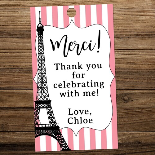 Paris Thank You Tags Printable Paris Favor Tags French Paris - Etsy