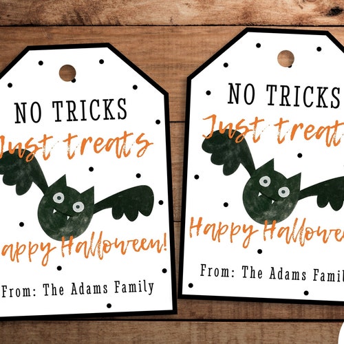 Spooky Halloween Gift Tag Template Black Trick or Treat Favor - Etsy