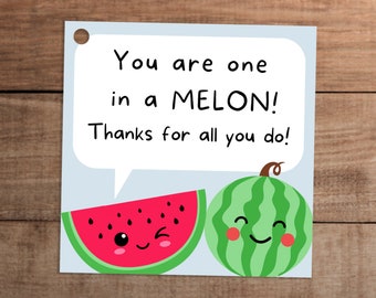 Watermelon Gift Tags, Thanks A Melon, Appreciation Gift Tag, Birthday ...
