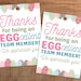 Thanks for Being an Eggcellent Team Member Easter Basket Gift Tag ...