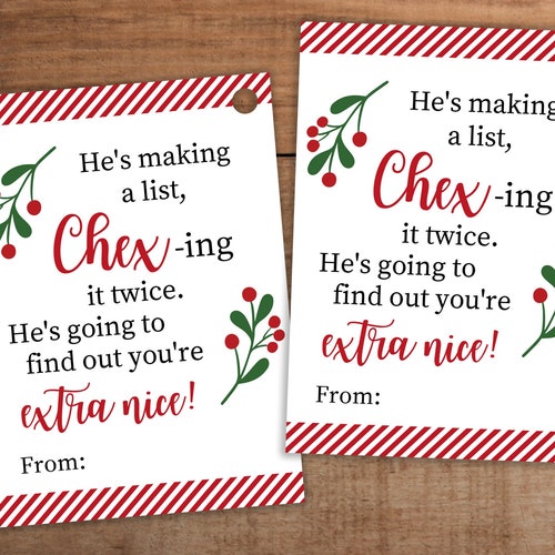 Chex Mix Gift Tag Neighbor Christmas Gift Printable - Etsy