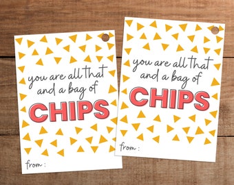 You're All That and a Bag of Chips, Thank You Gift Tag - Etsy