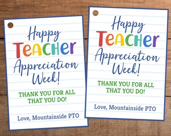 Editable Happy Teacher Appreciation Week Gift Tag Printable | Etsy