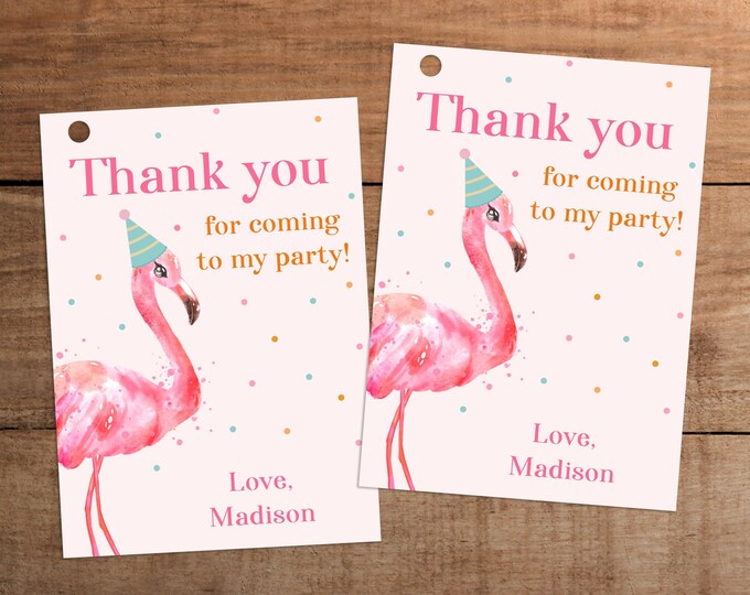 Flamingo Favor Tags, Flamingo Thank You Tags, Girl Flamingo 1st ...