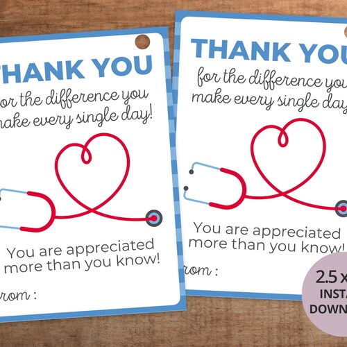 Nurse Appreciation Gift Tag Thank You for All You Do Medical - Etsy