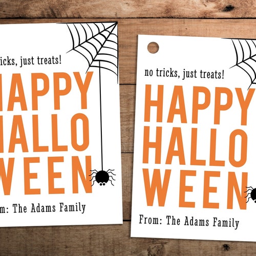 Spooky Halloween Gift Tag Template Black Trick or Treat Favor - Etsy