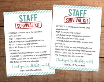 Teacher Survival Kit Printable, Back to School Teacher Gift, Pta, Back ...