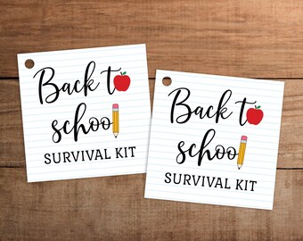 EDITABLE Back to School Survival Kit Printable Gift Tag, Rainbow First ...