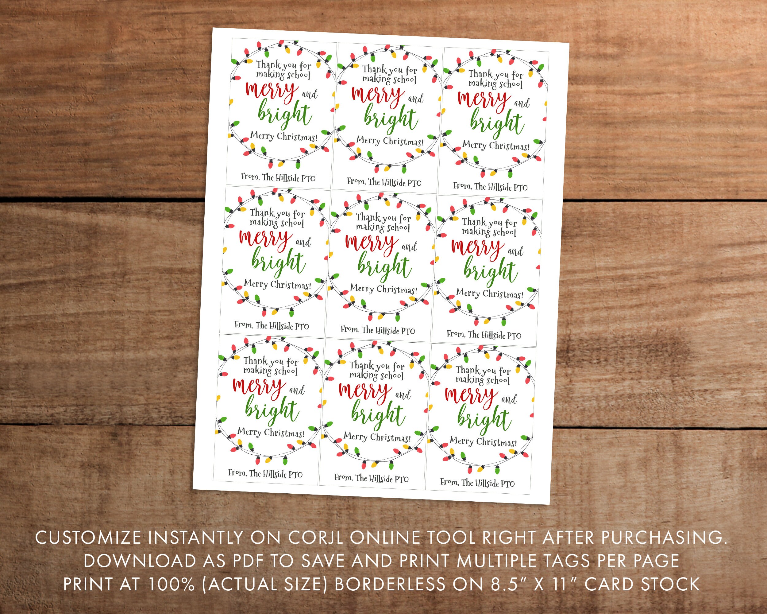 Editable Christmas Thank You Gift Tag Printable for Teacher | Etsy