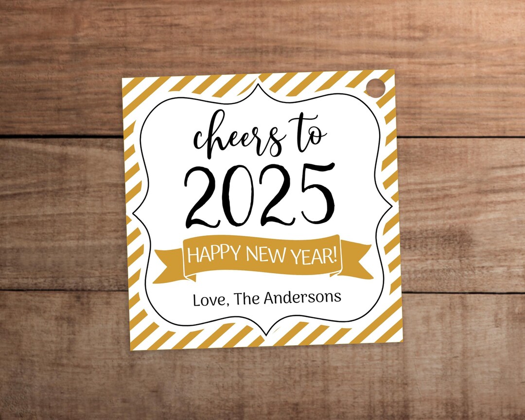 Editable Cheers to 2025 New Year Gift Tag Printable for Coworkers ...