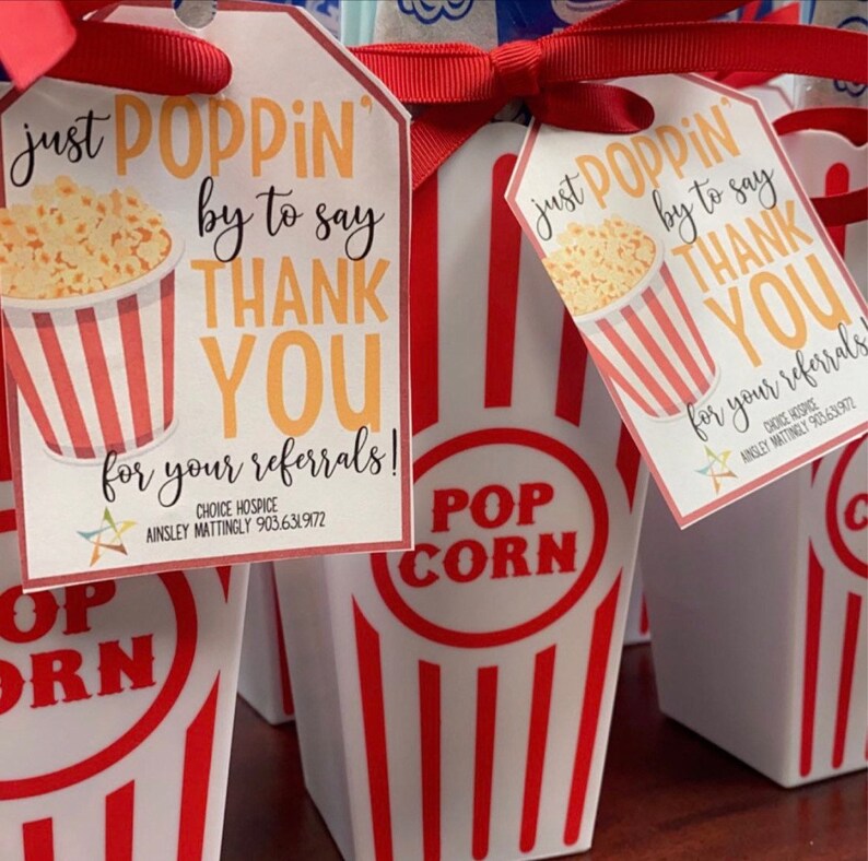 Editable Popcorn Thank You Gift Tag Printable Client Referral - Etsy
