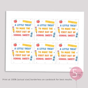 Back to School Gift Tag Printable A Little Treat to Make the First Day ...