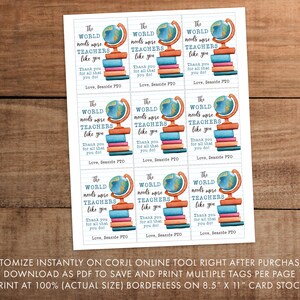 Editable Thank You Gift Tag Printable for Teacher Appreciation the ...