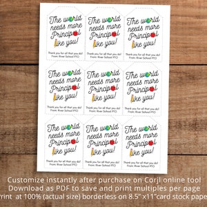 Editable School Principal Appreciation Gift Tag Printable - Etsy