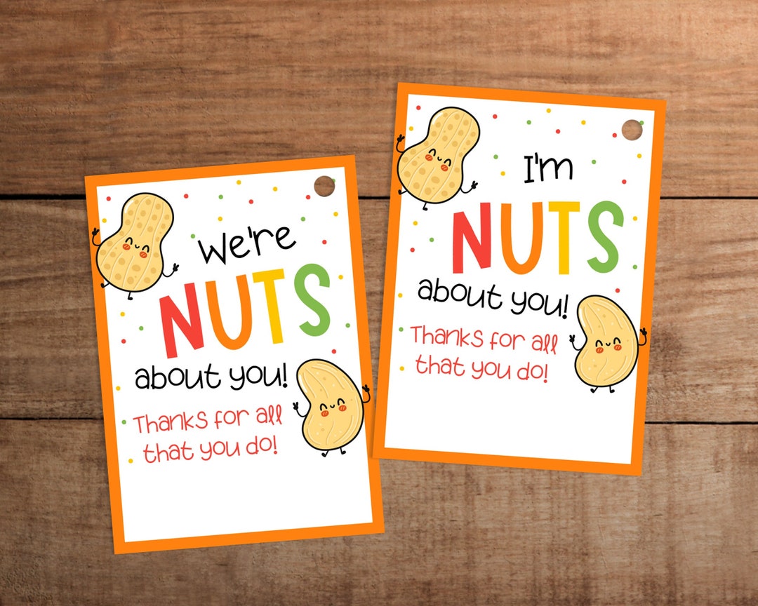 Trail Mix Nuts Pun Gift Tag Printable for Teachers Staff Nurses ...