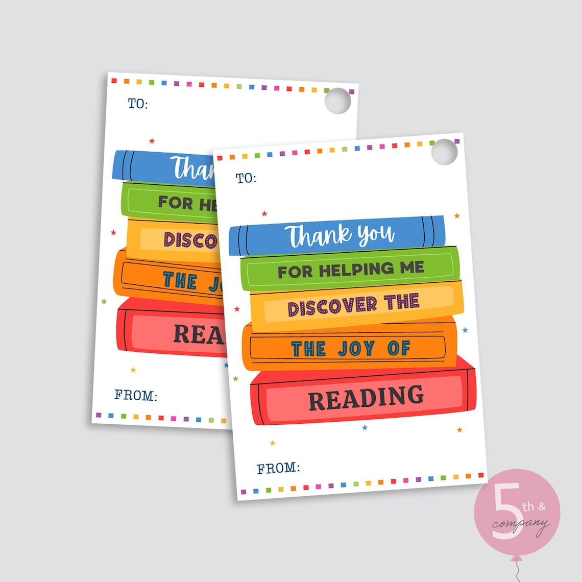 Librarian Appreciation Gift Tag Printable Reading Teacher Specialist ...