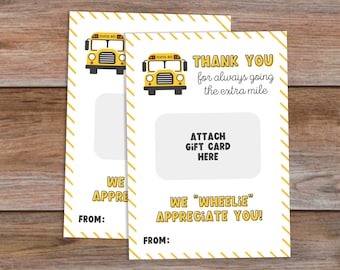 Bus Driver Gift Card Holder Printable – “thanks for the Sweet Ride ...