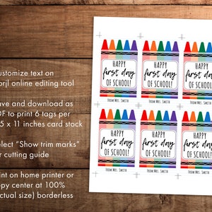 First Day of School Gift Tag for Student Teacher PTO PTA, Back to ...