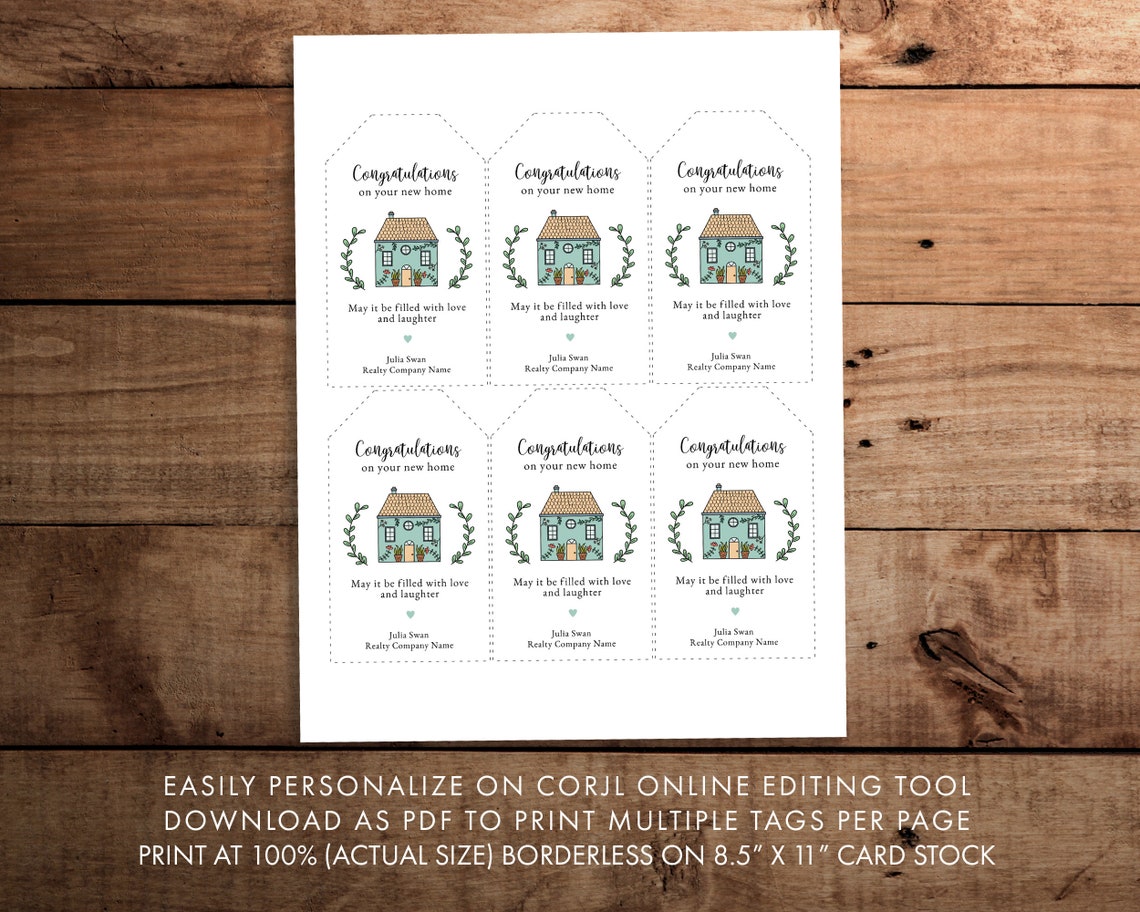 Housewarming Gift Tag Printable Realtor Gift Tag Hostess - Etsy