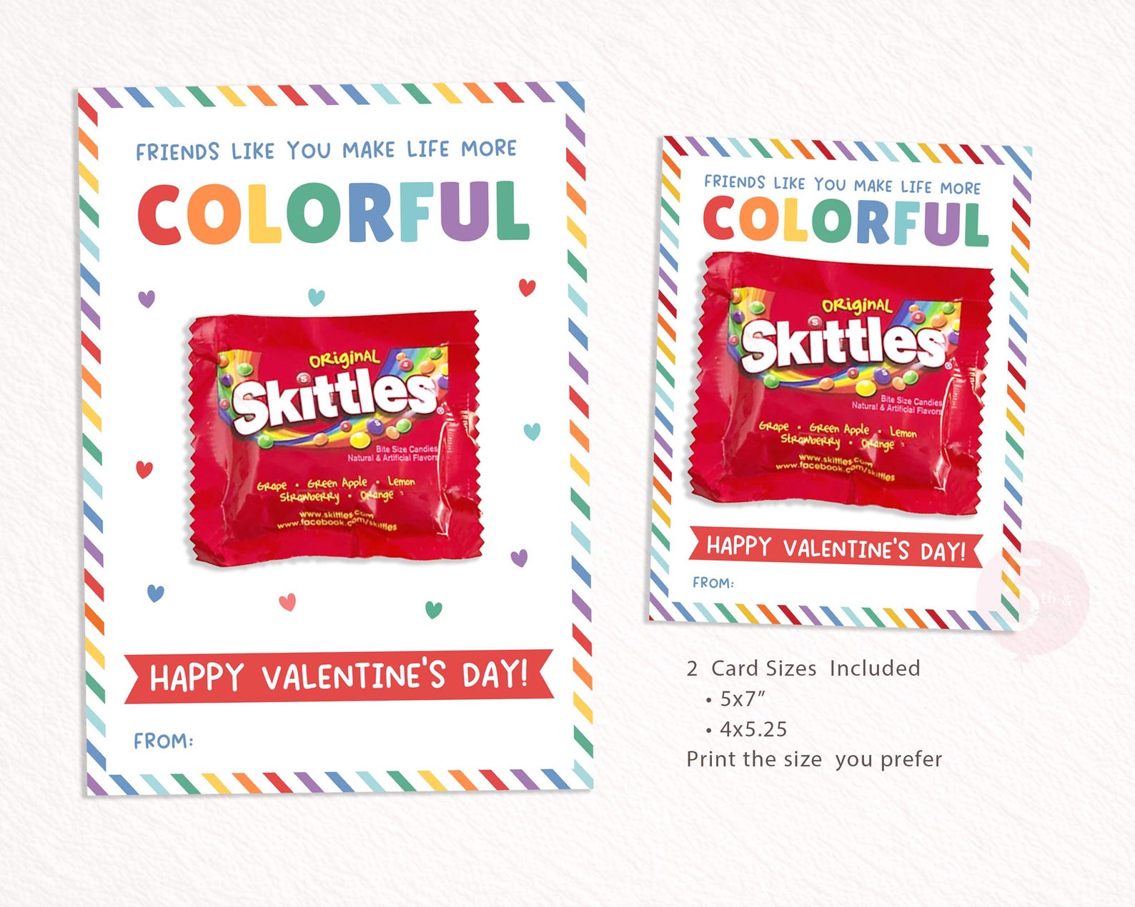 Valentine's Day Skittles Gift Tag Card Printable Kids Classroom ...