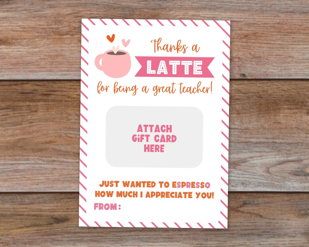 Teacher Appreciation Coffee Pun Gift Card Holder Printable Thanks a ...