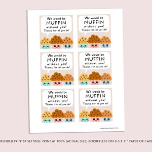 Muffin Pun Gift Tag Printable for Teacher Nurse Police Administrative ...