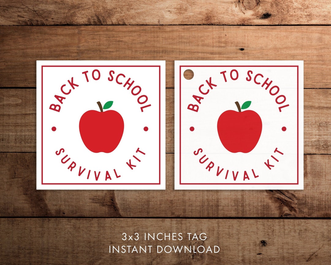 Back to School Survival Kit Gift Tag Printable for Teacher Student ...