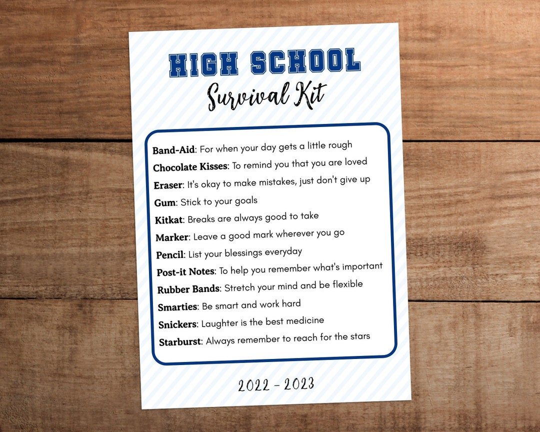 Editable High School Class Survival Kit Printable Welcome Back to ...
