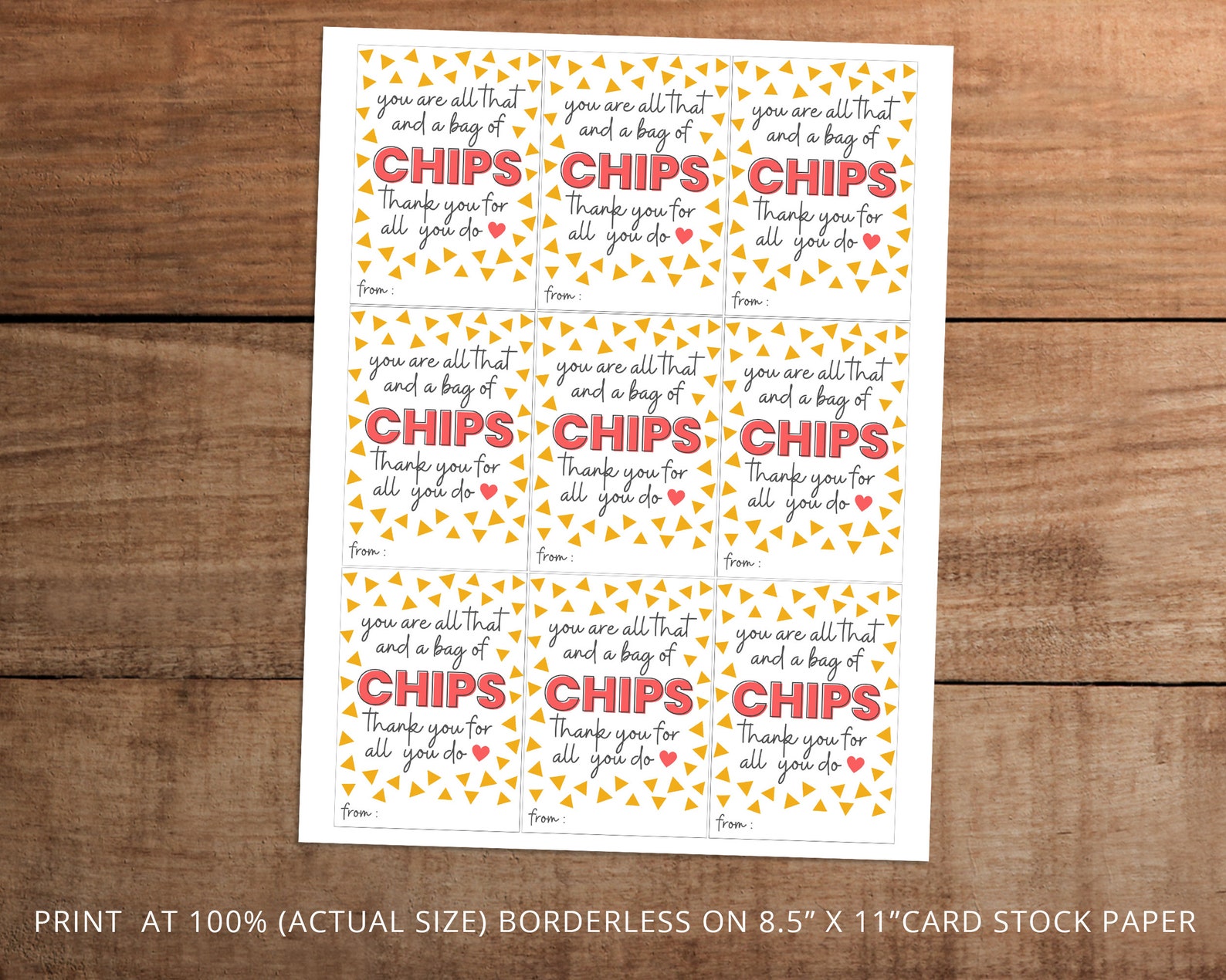 You Are All That and a Bag of Chips Thank You Gift Tag - Etsy