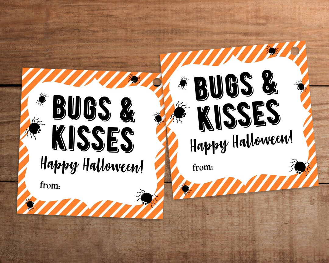Bugs and Kisses Halloween Gift Tag Printable Favor Tag Instant Download ...