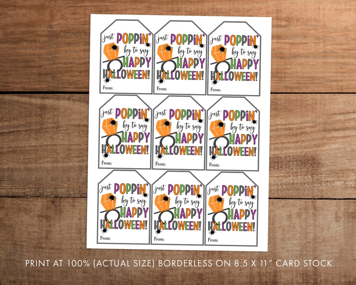 Printable Halloween Gift Tags, Just Poppin by Candy Favor Label, Ring ...