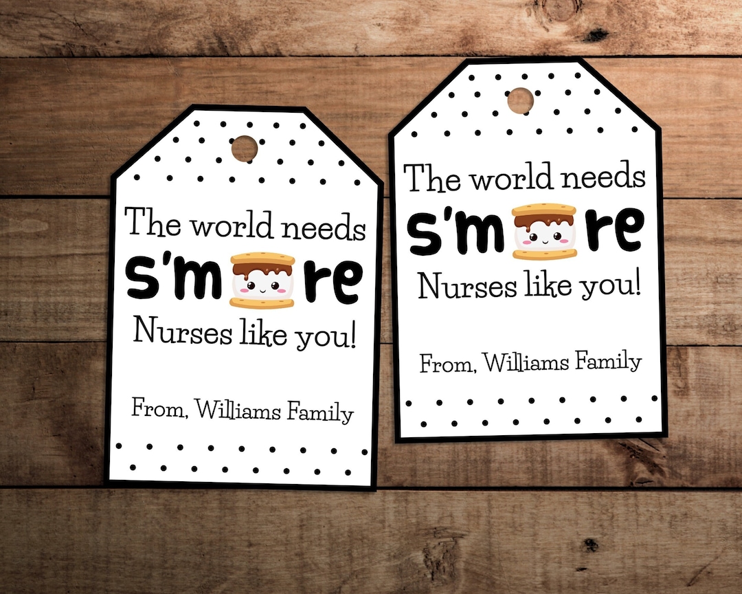 Nurse Smore Gift Tag Printable Appreciation Label Editable Thank You ...